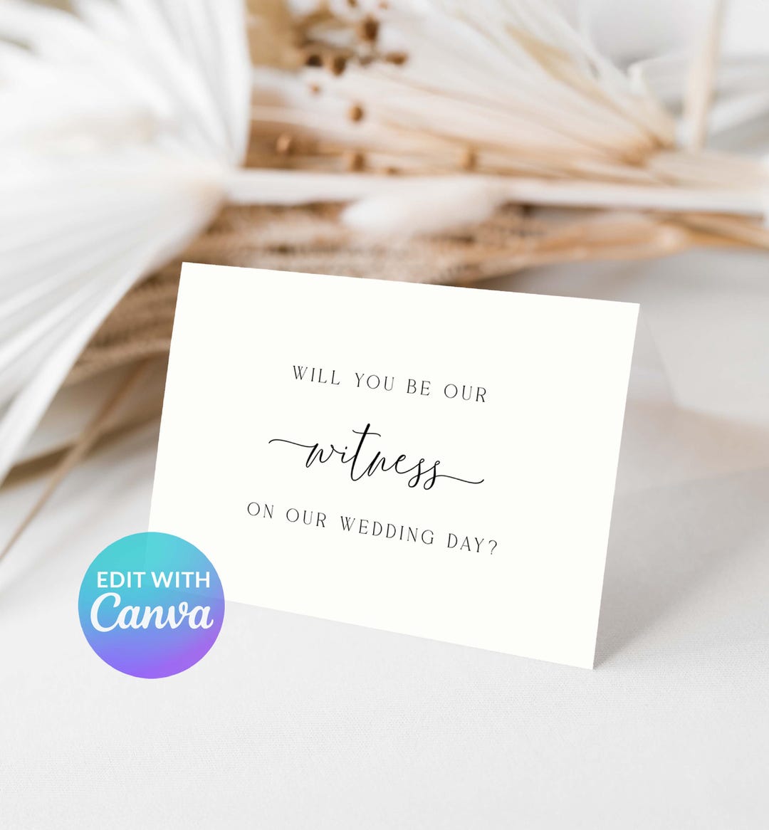 Printable Will You Be Our Witness Card, Canva Wedding Witness Proposal ...