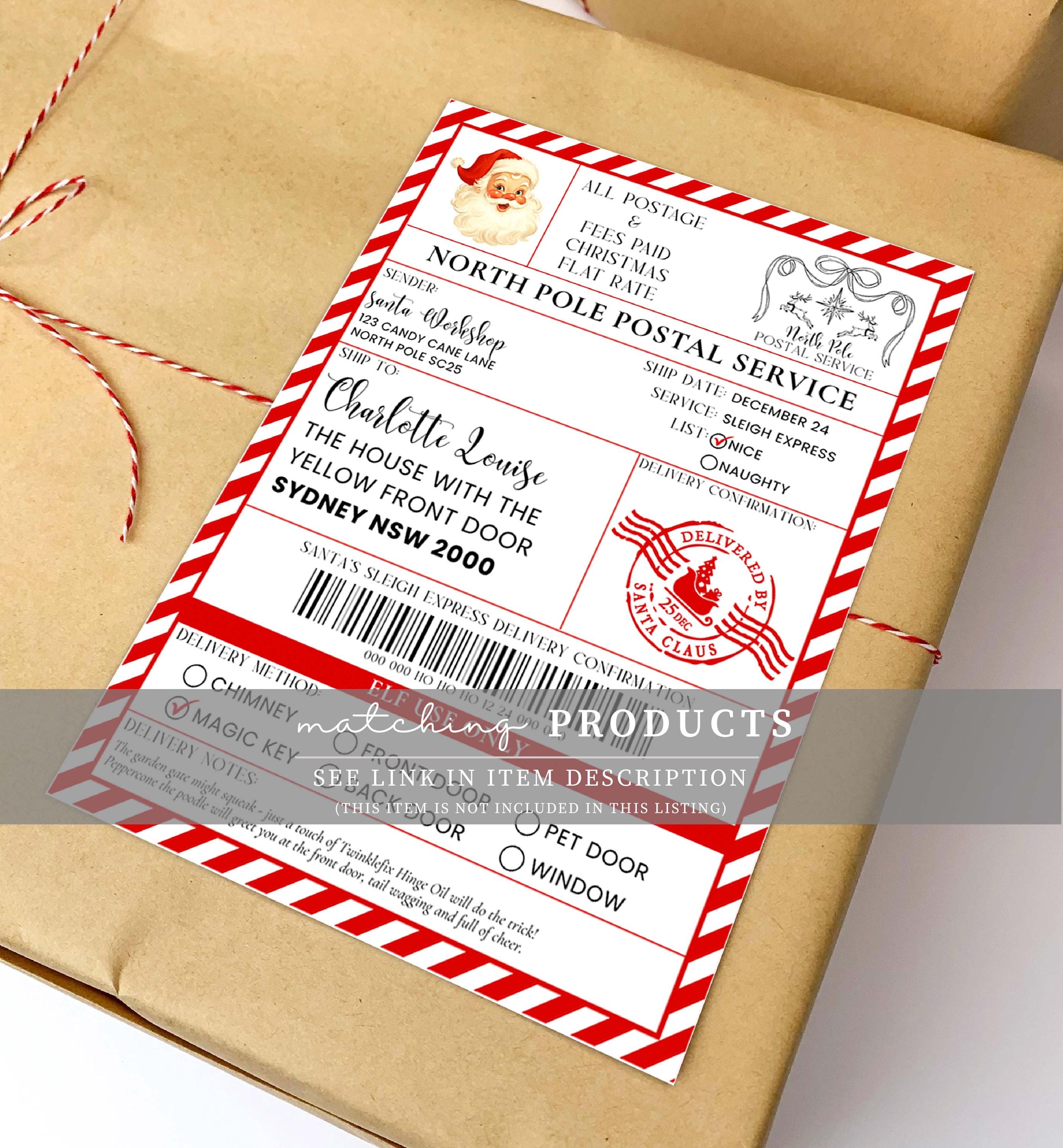 Printable Santa Mail North Pole Shipping Label Sticker, Canva Christmas ...