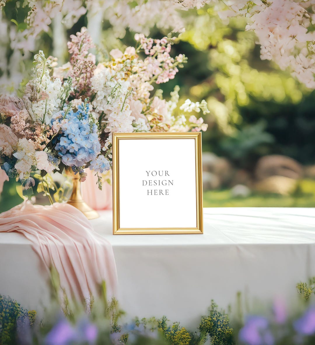 Gold Frame Sign Mockup: 8x10 PSD Smart Object (digital Template Product ...
