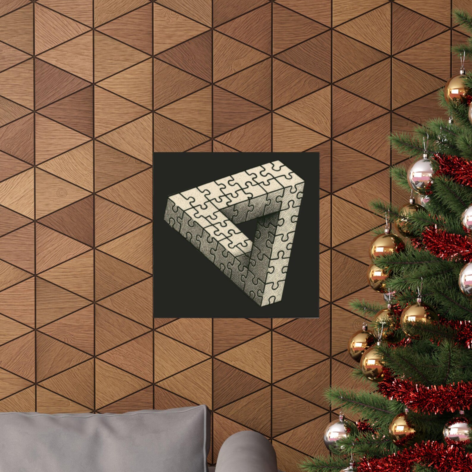 Penrose Triangle Puzzle Poster - Impossible Geometry Art Print - Etsy