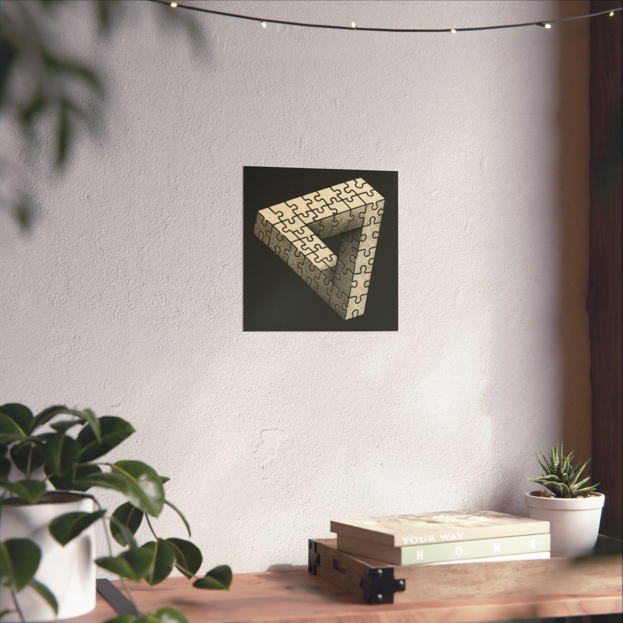 Penrose Triangle Puzzle Poster - Impossible Geometry Art Print - Etsy