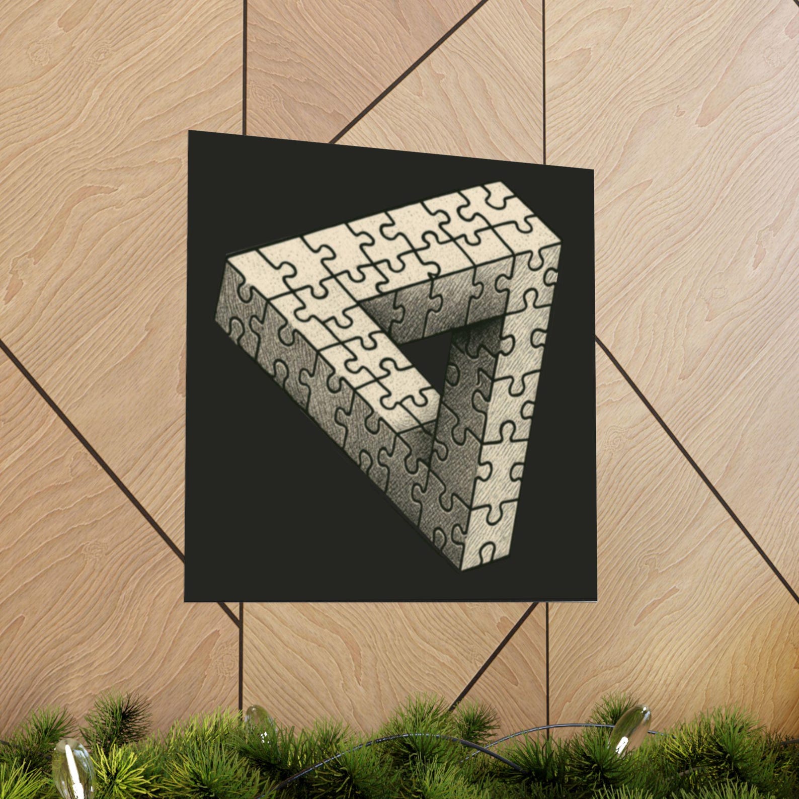 Penrose Triangle Puzzle Poster - Impossible Geometry Art Print - Etsy