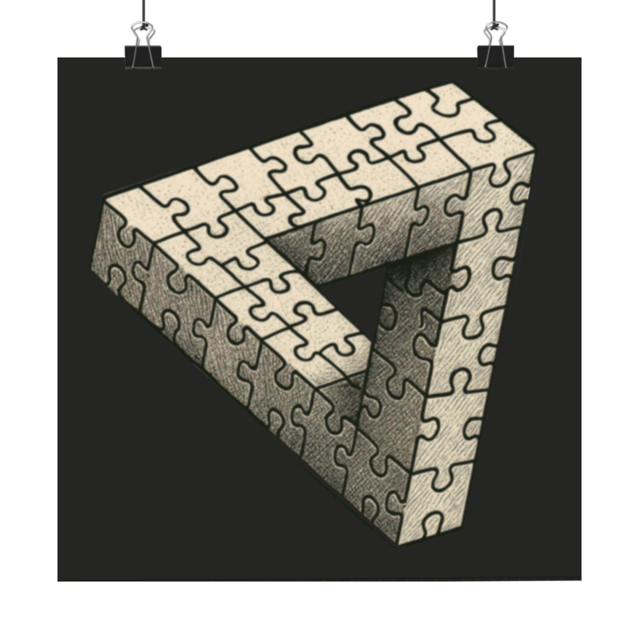 Penrose Triangle Puzzle Poster - Impossible Geometry Art Print - Etsy
