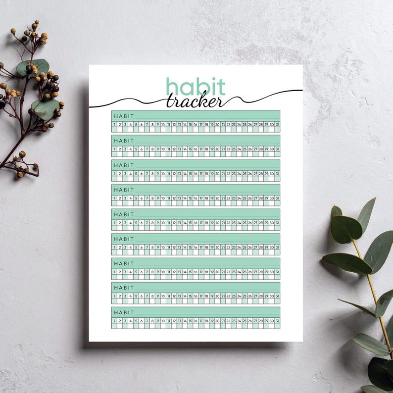 Monthly Habit Tracker: Printable Goal Planner for Self-care, Fitness ...