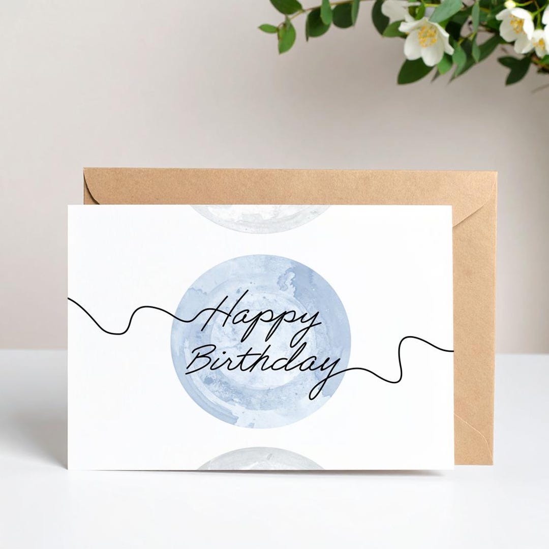 Boho Happy Birthday Card: Minimalist Typography (digital Download, 7x5 ...