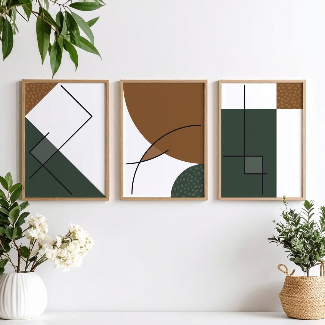 Abstract Geometric Triptych: Modern Color Block Art Prints (PDF & PNG ...