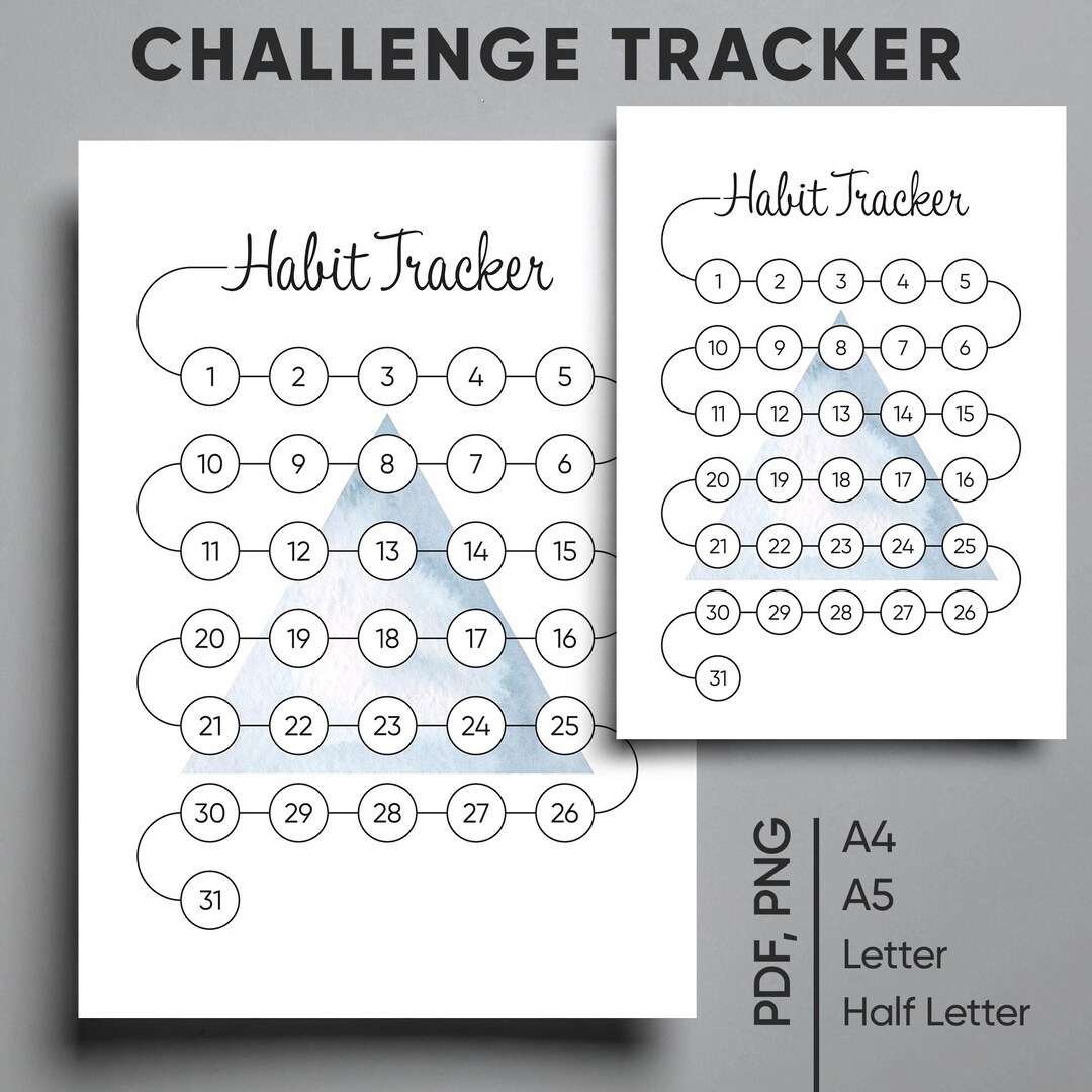 31 Day Monthly Habit Tracker – Printable Challenge & Goal Planner ...