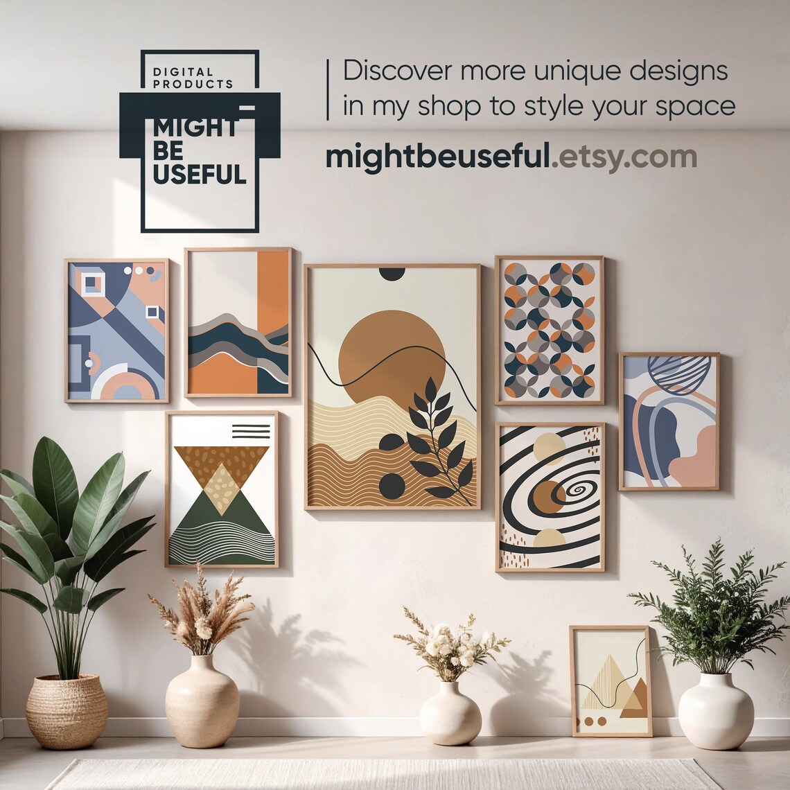 Abstract Geometric Triptych: Modern Color Block Art Prints (PDF & PNG ...