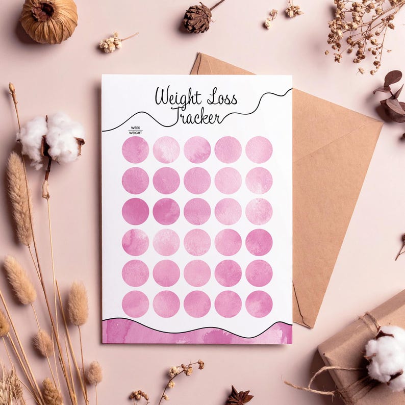 Watercolor Weight Loss Tracker: Printable Fitness Journal (digital ...