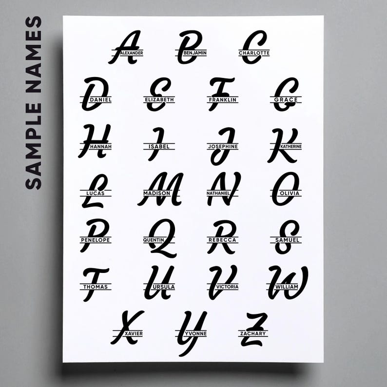 Split Monogram Alphabet SVG Bundle: Elegant Calligraphic Letters (PDF ...
