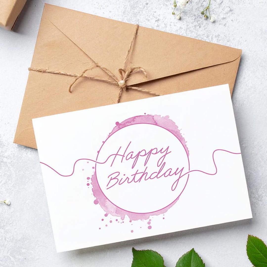 Boho Happy Birthday Card: Minimalist Typography (digital Download, 7x5 ...