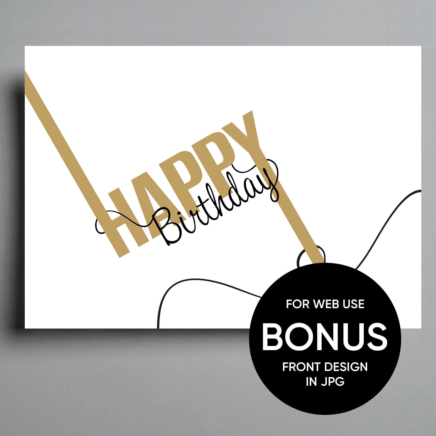 Modern Happy Birthday Card: Minimalist Typography Art (digital Download ...