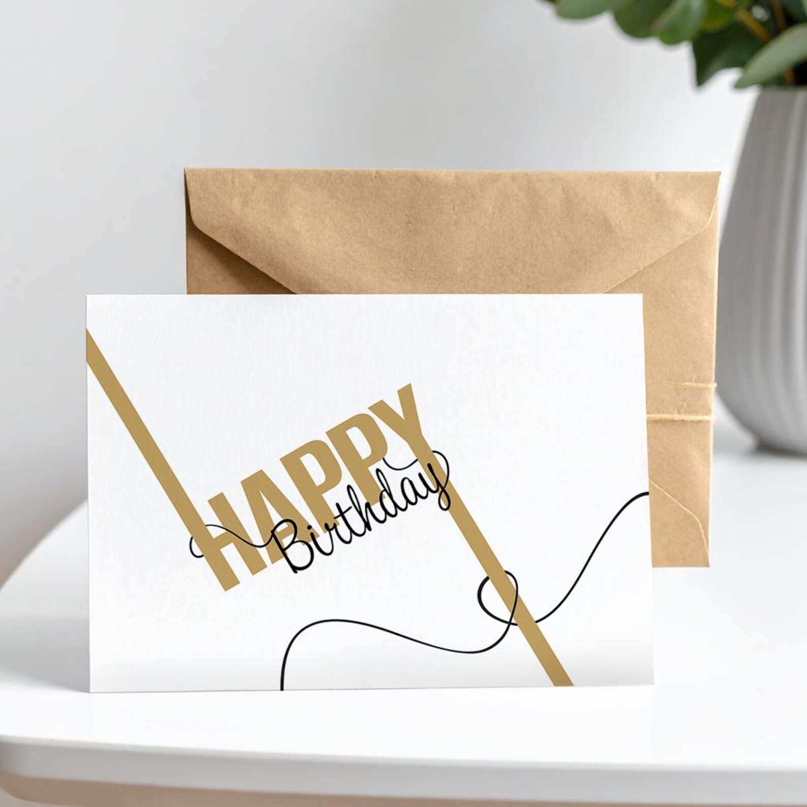Modern Happy Birthday Card: Minimalist Typography Art (digital Download ...