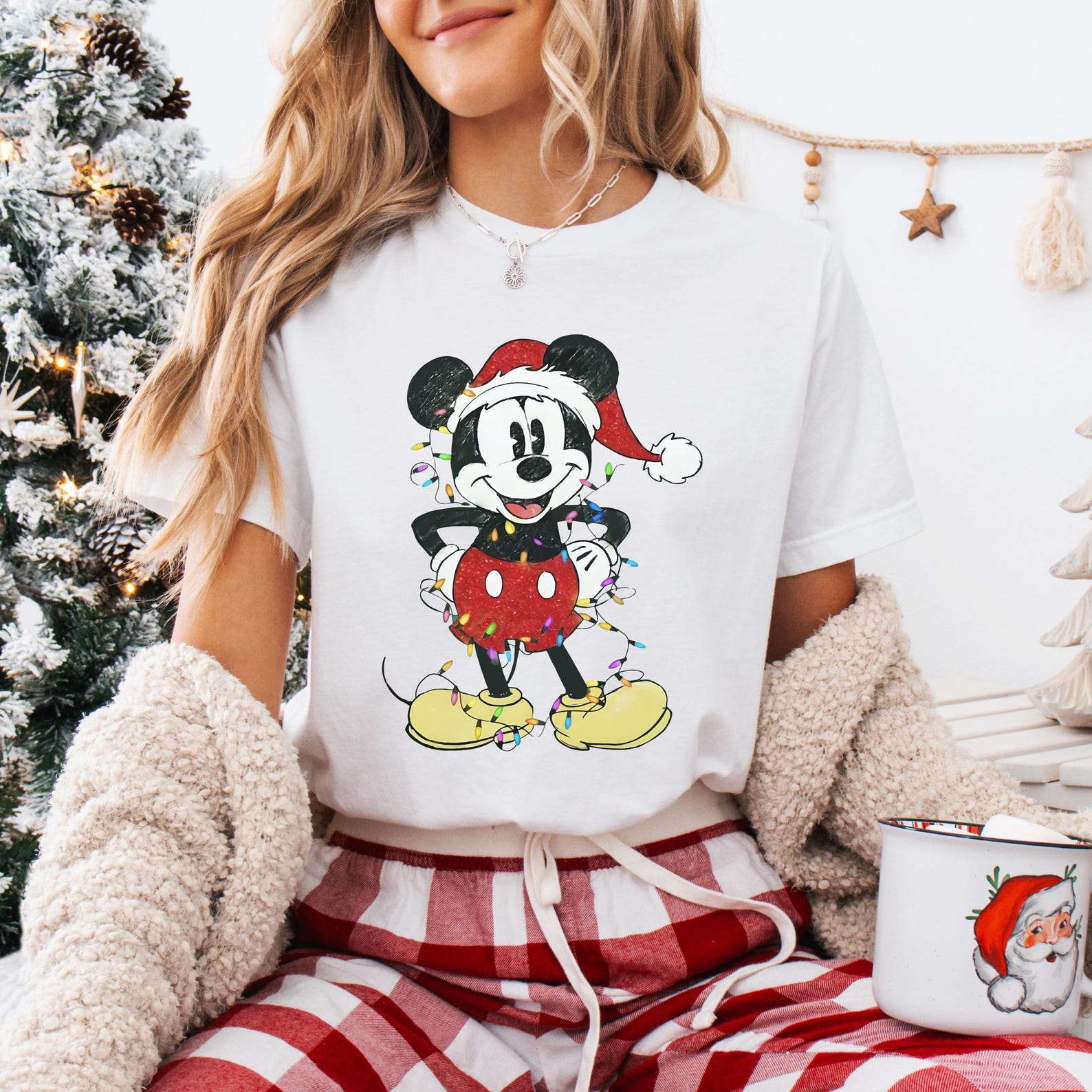 Camiseta navideña a juego de Mickey y Minnie, camiseta navideña ...