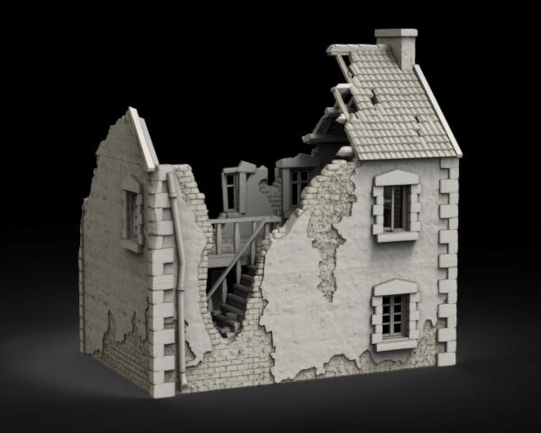 Tabletop Terrain Building WW2 French Townhouse 2 / Ruin for 28 Mm WWII ...