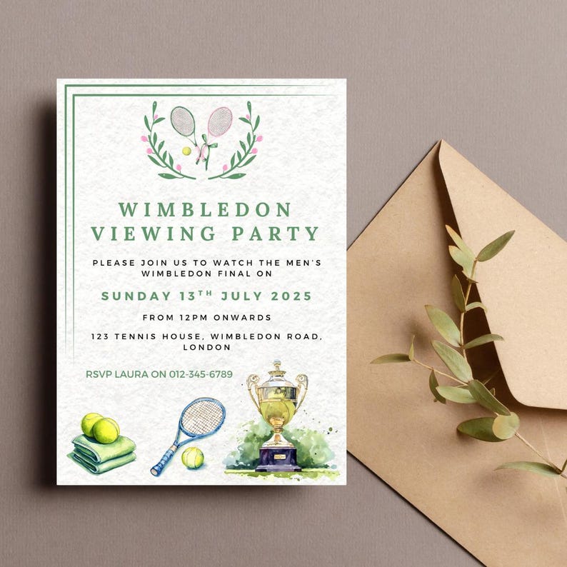 Serve and Celebrate! Editable Wimbledon Viewing Party Invitation ...