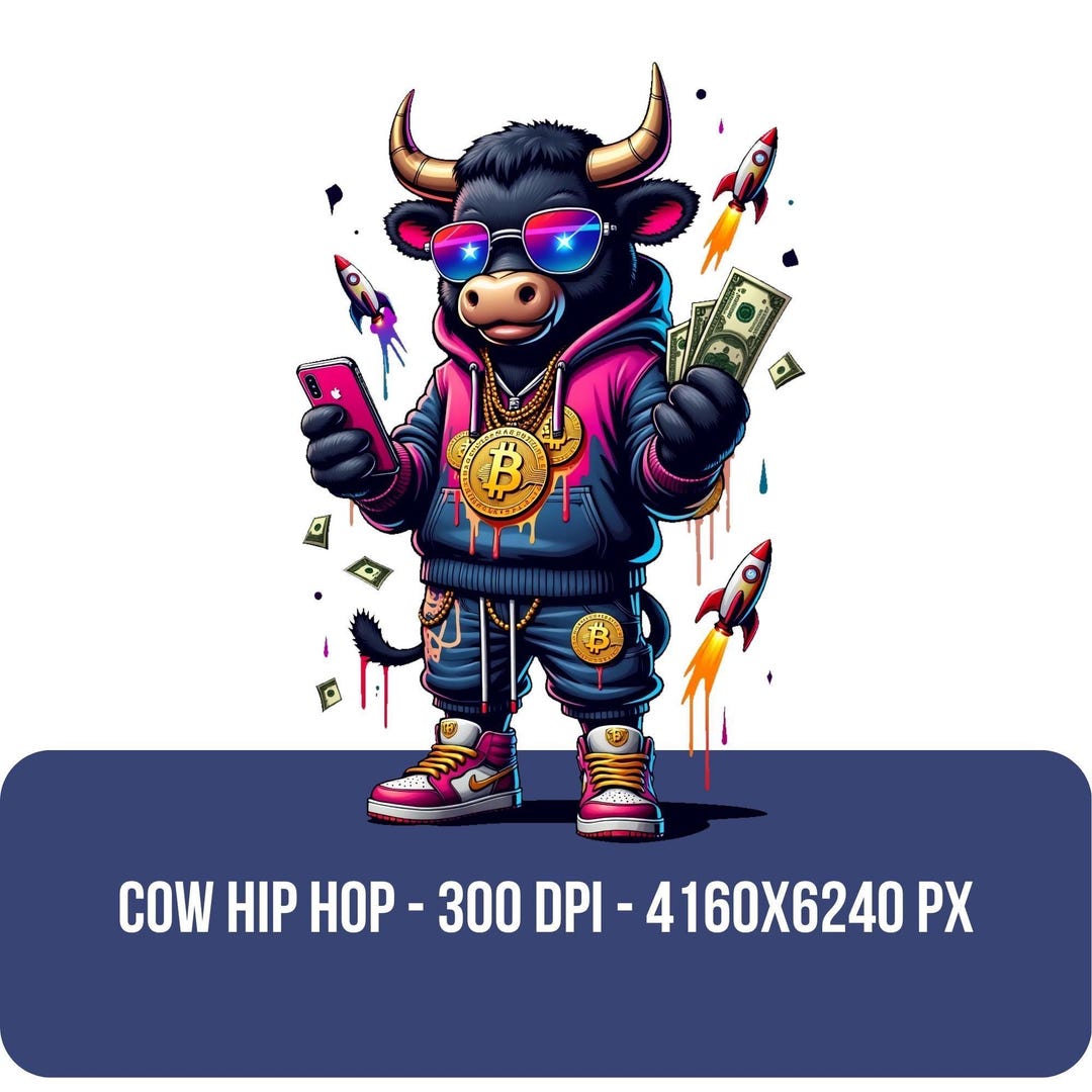 Cow Png | Gangster Bull Digital Art | Crypto Trading Meme Clipart ...