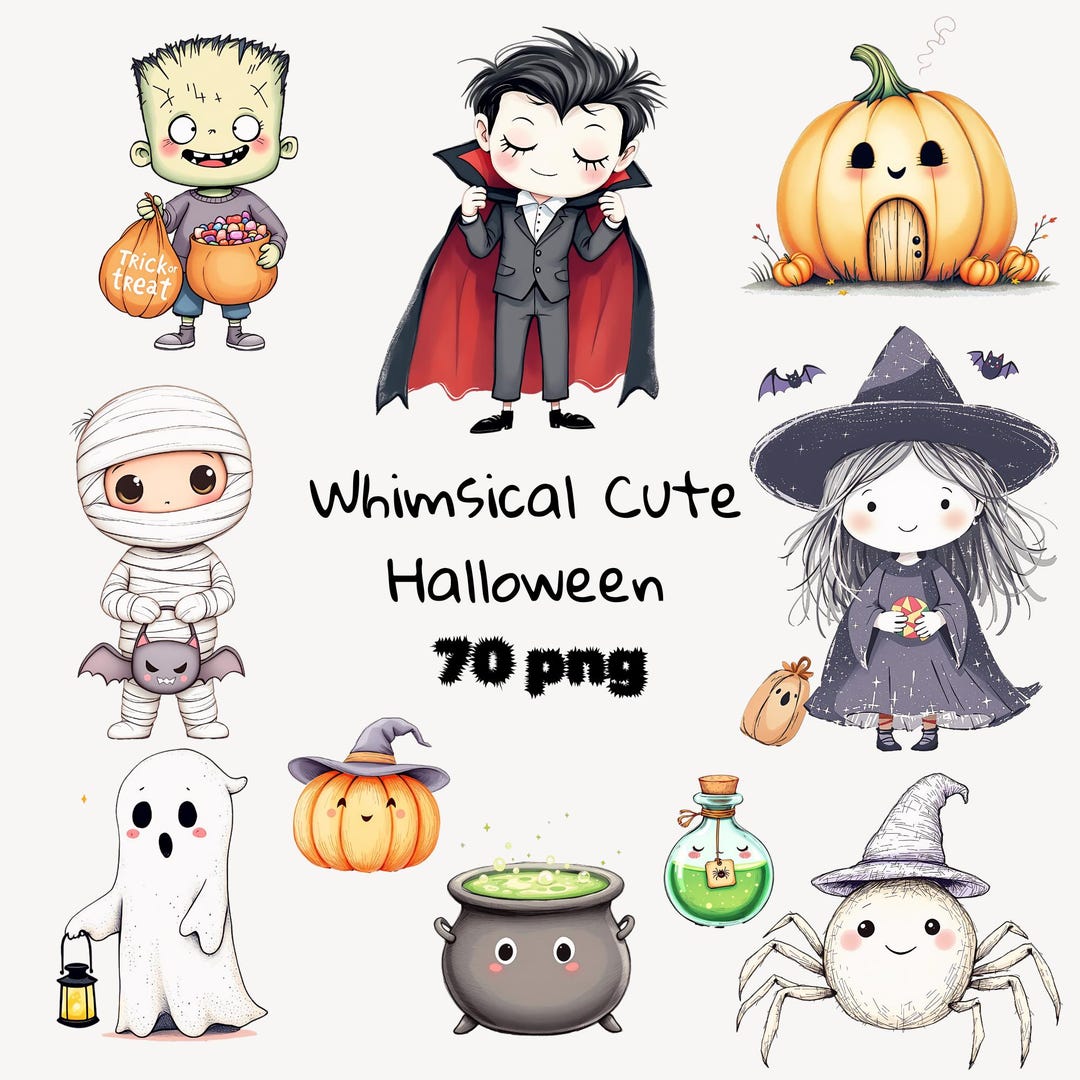 Halloween Clipart Pack | Illustration |whimsical Png |frankenstein ...