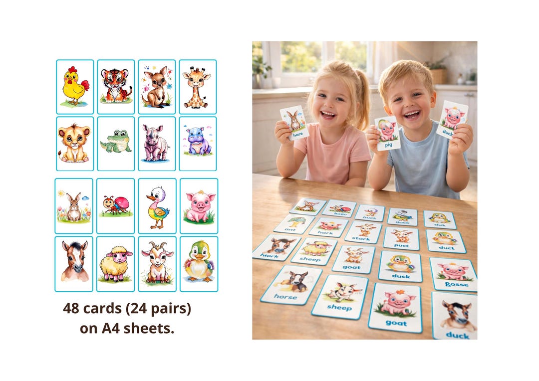 Forest Animal Memory Cards – Printable Matching Game (PDF) - Etsy