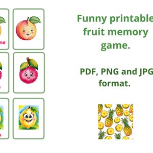 Printable Fruit Memory Game for Kids – PDF Matching Cards for Preschool ...