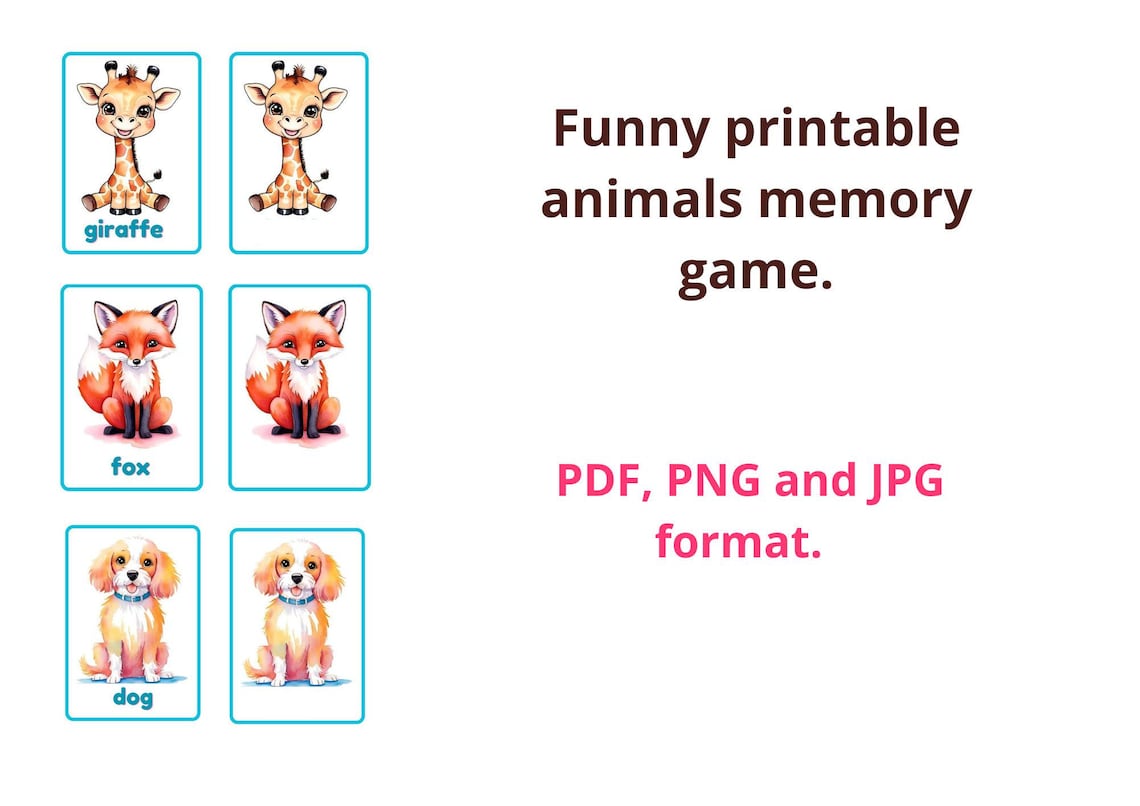 Forest Animal Memory Cards – Printable Matching Game (PDF) - Etsy