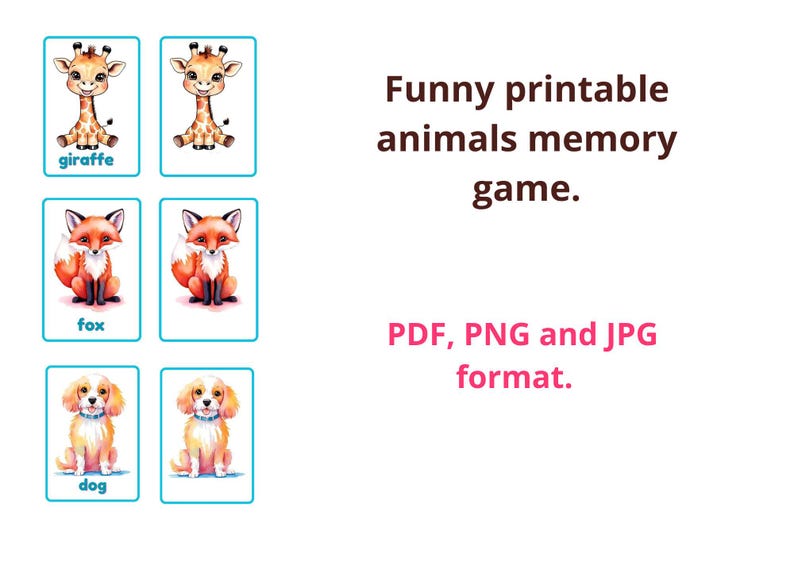 Forest Animal Memory Cards – Printable Matching Game (PDF) - Etsy