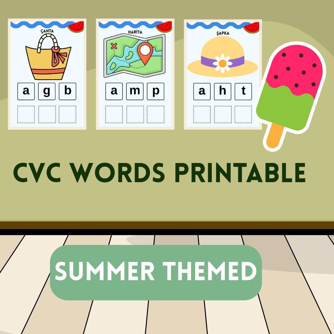Summer CVC Words Printable | Preschool Phonics Activity | English ...