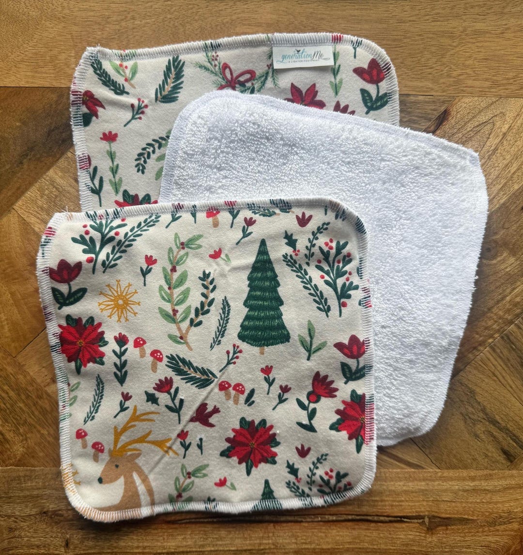 Christmas Washcloths, Kitchen or Bathroom Washcloths, Individual ...