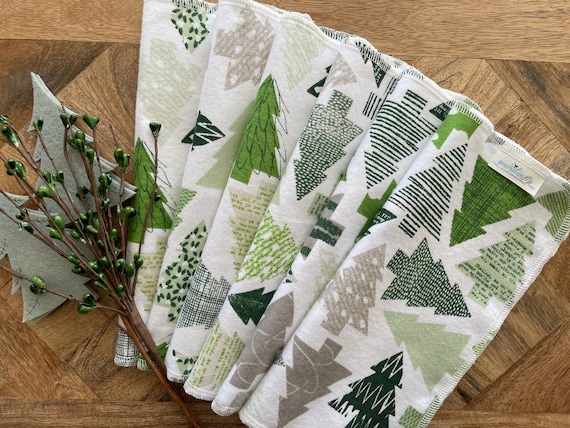 Green Pine Tree Cloth Napkins Paperless Towels | Etsy