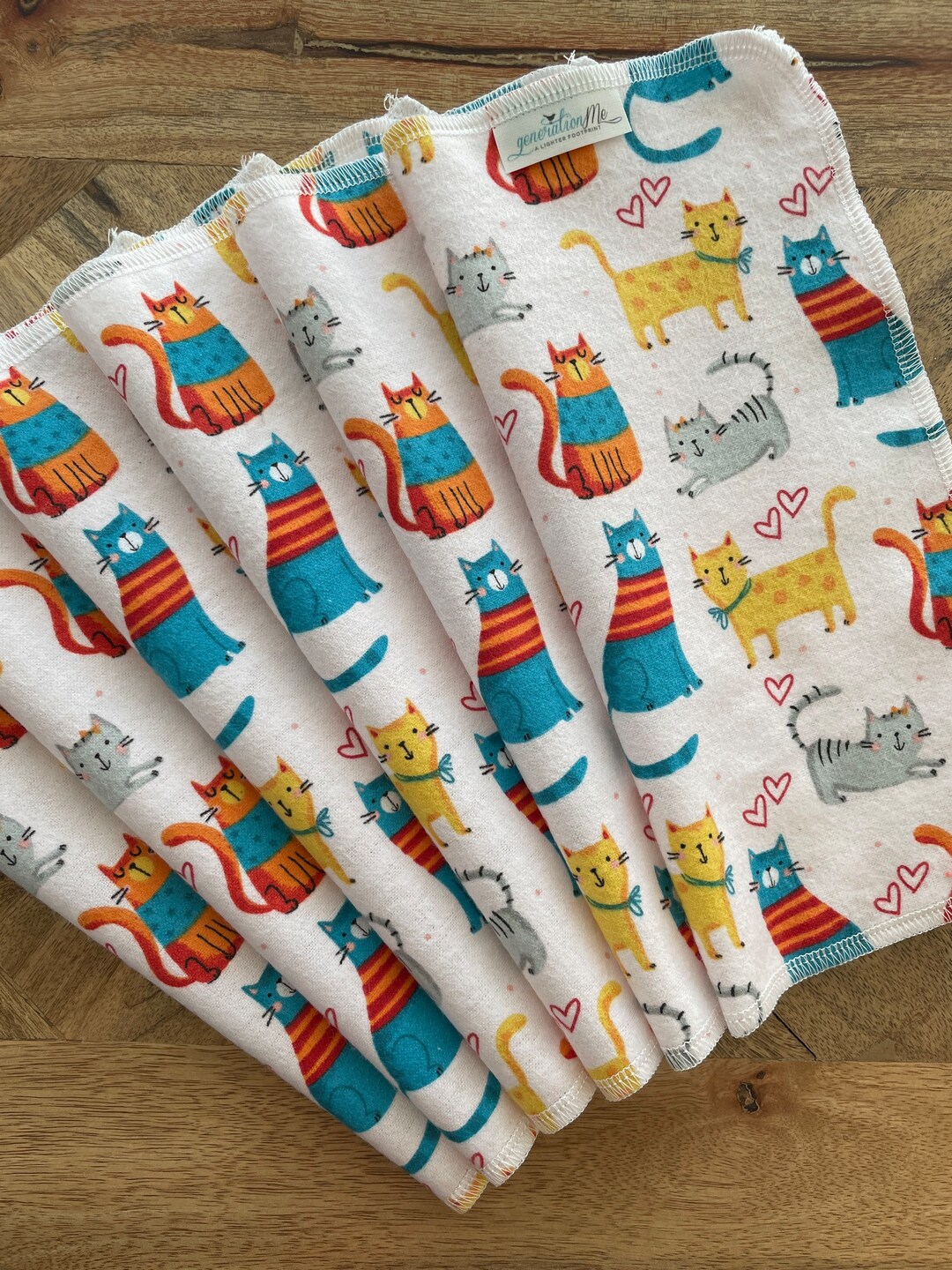 Cat Napkins, Paperless Towels, Reusable Napkins, Waste Free Kitchen ...