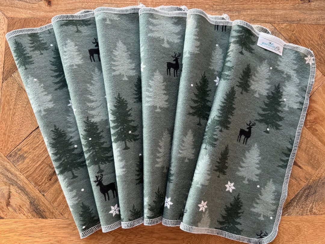 Forest Green Cloth Napkins, Reusable Napkins, Paperless Towels, Kitchen ...