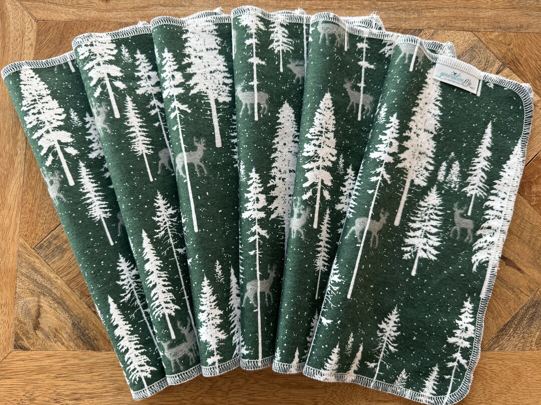 Forest Green Cloth Napkins, Reusable Napkins, Paperless Towels - Etsy