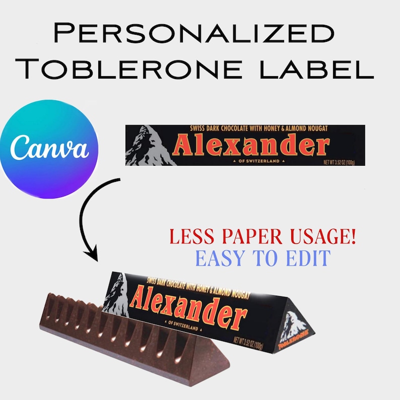 Editable Dark Chocolate Label Template: Toblerone Candy Bar Wrapper ...