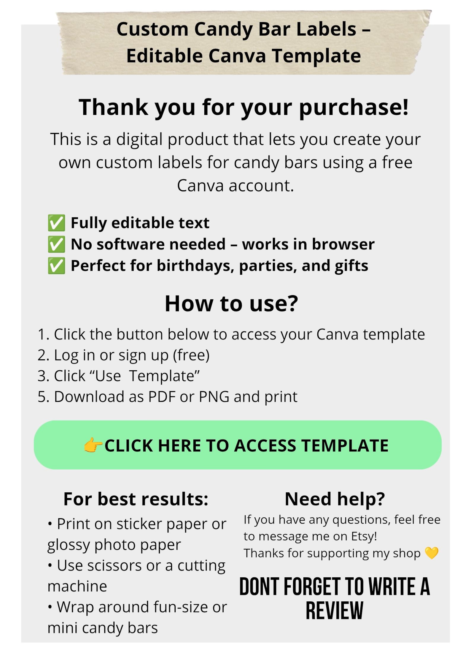 Kitkat Label Wrapper– Editable Canva Template Design – Candy Bar ...