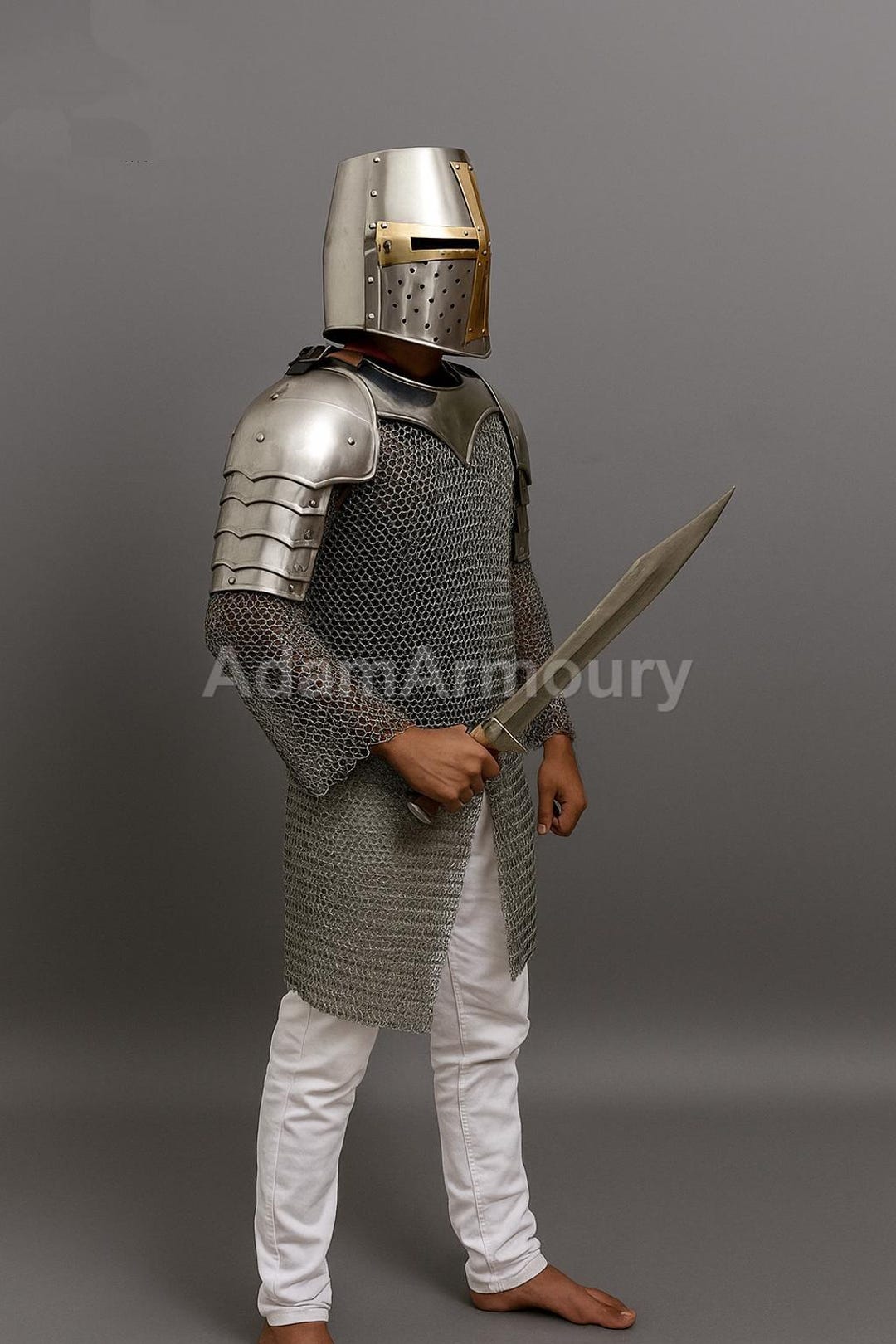 Templar Crusader Knight Armor Set – Chainmail, Helmet & Pauldrons ...