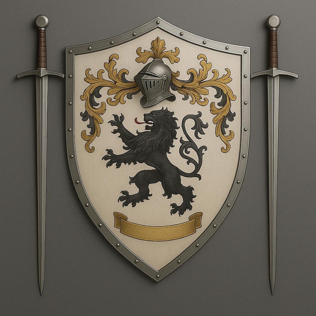 Customized Hand Painted Family Coat of Arms Knight Shield, Wall Hanging ...
