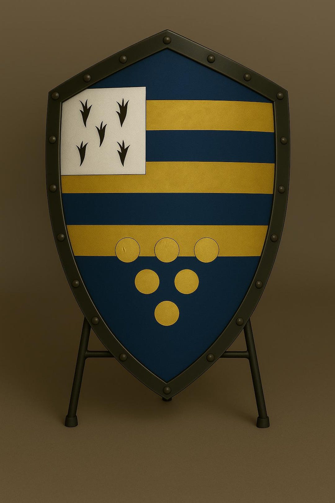 Medieval Knight Shield Blue & Gold Heraldic Wooden Shield With Ermine ...