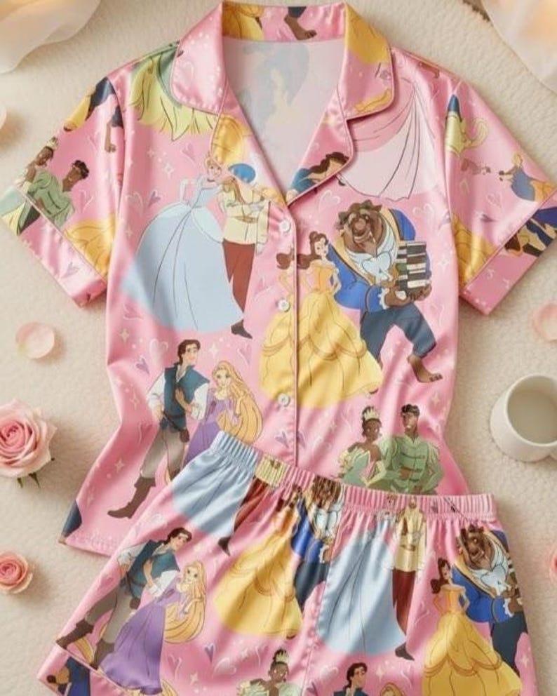 Disney Princess Couples Matching Pajamas, Mommy and Me Sleepwear, Pink ...