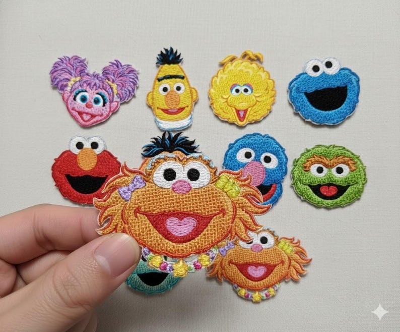 Sesame Street Patch, Ecartoon Face Embroidered Patch, Funny Character ...