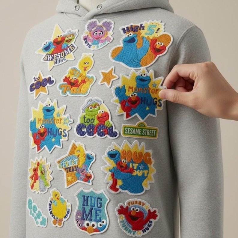 Sesame Street Patch, Ecartoon Face Embroidered Patch, Funny Character ...