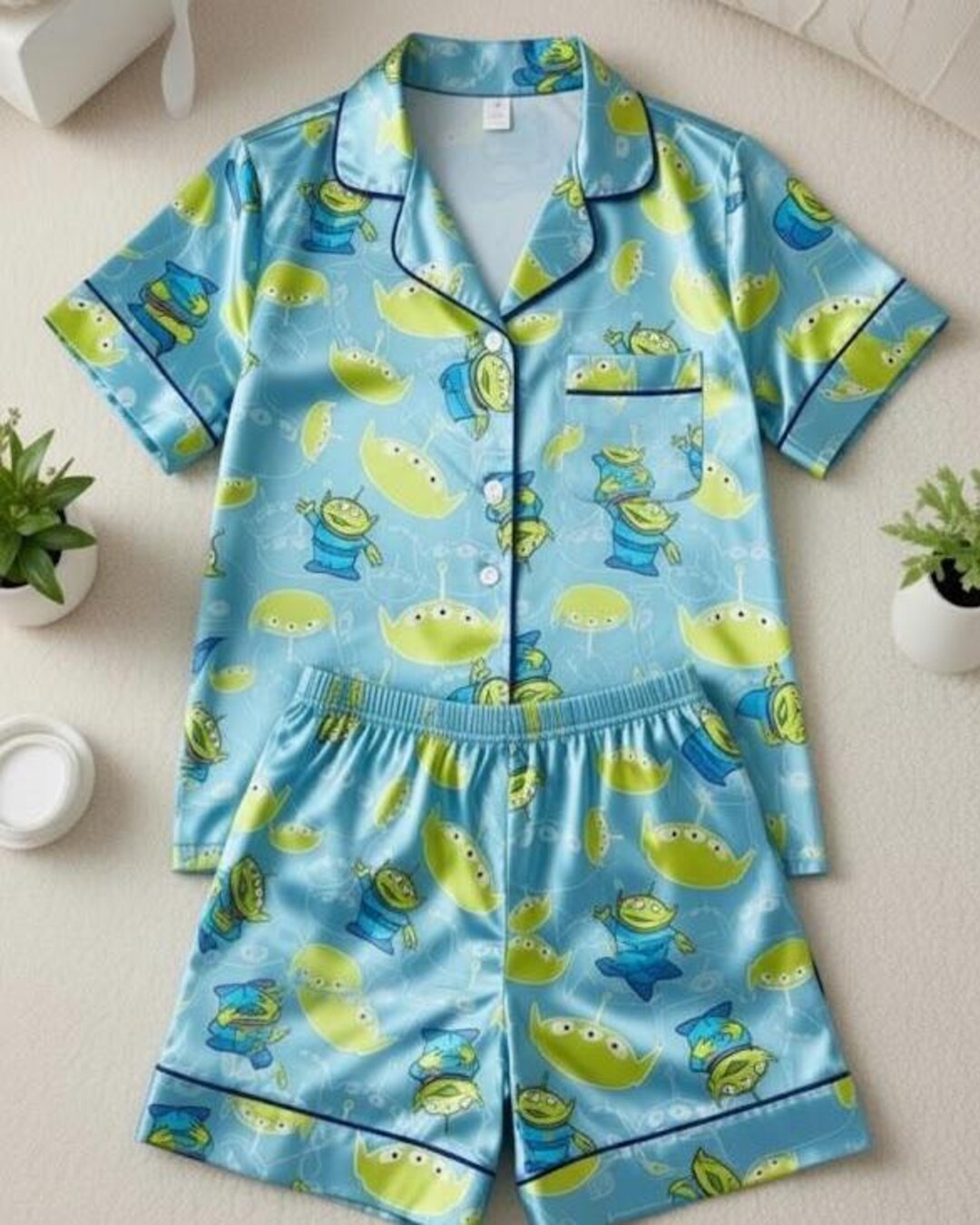 Green Alien Pajama Set, Balloon House Sleepwear, Green Alien Inspired ...