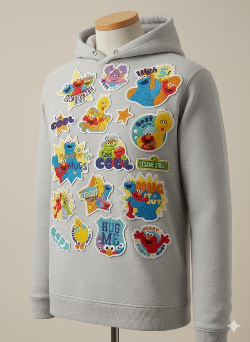 Sesame Street Patch, Ecartoon Face Embroidered Patch, Funny Character ...