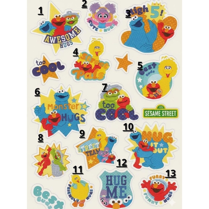 Sesame Street Patch, Ecartoon Face Embroidered Patch, Funny Character ...