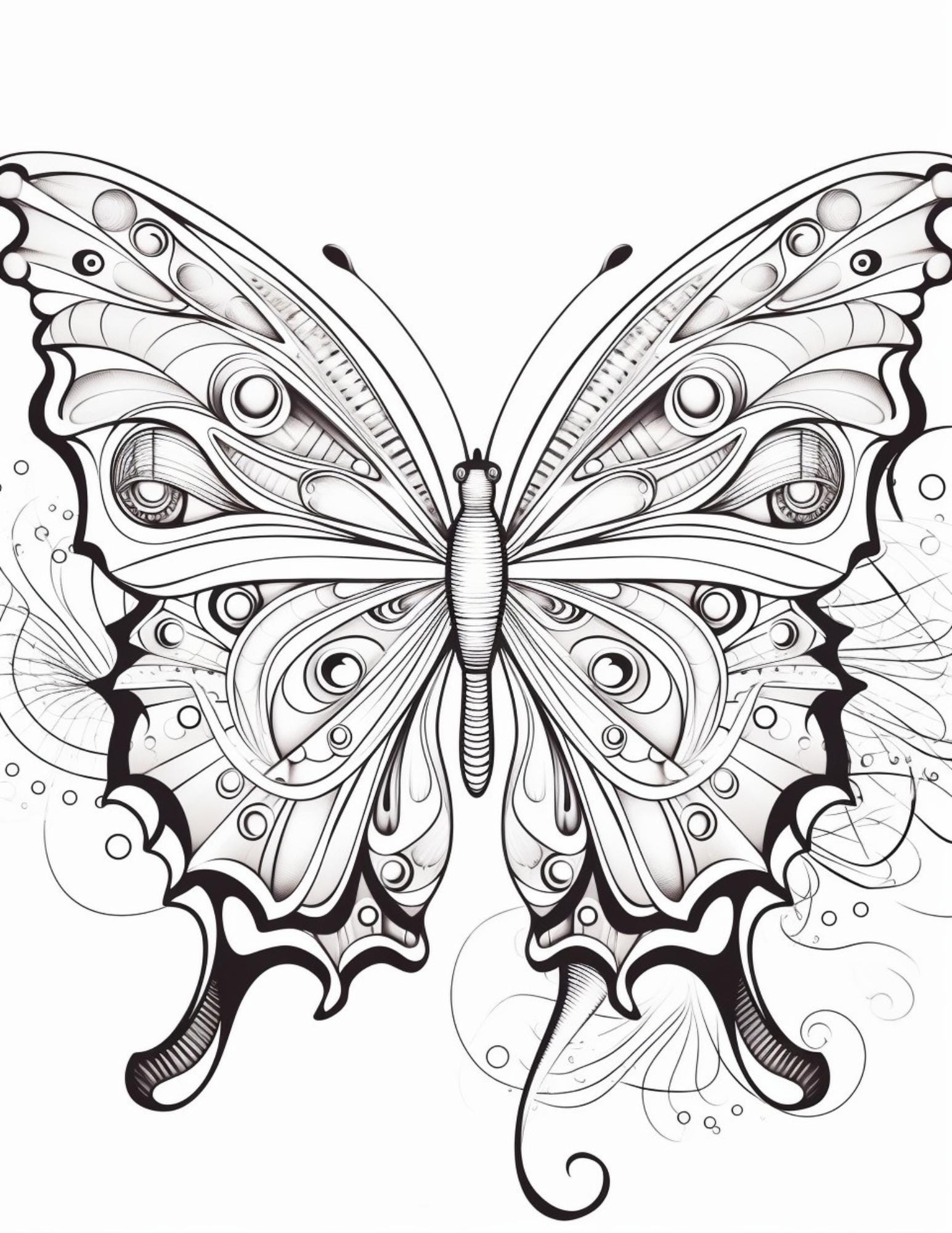 Butterfly and Flower Coloring Book – 50 Printable Pages for Adults ...