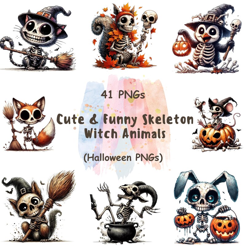 Cute Skeleton Clipart - Etsy