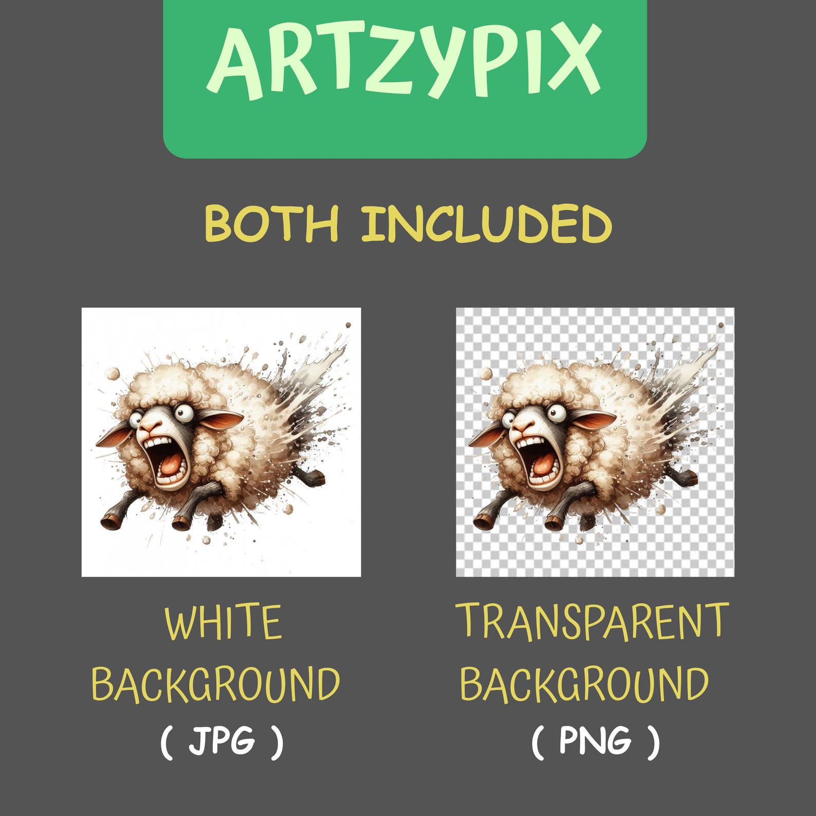 Angry Summer Animals Clipart: Watercolor Safari PNG (digital Download ...