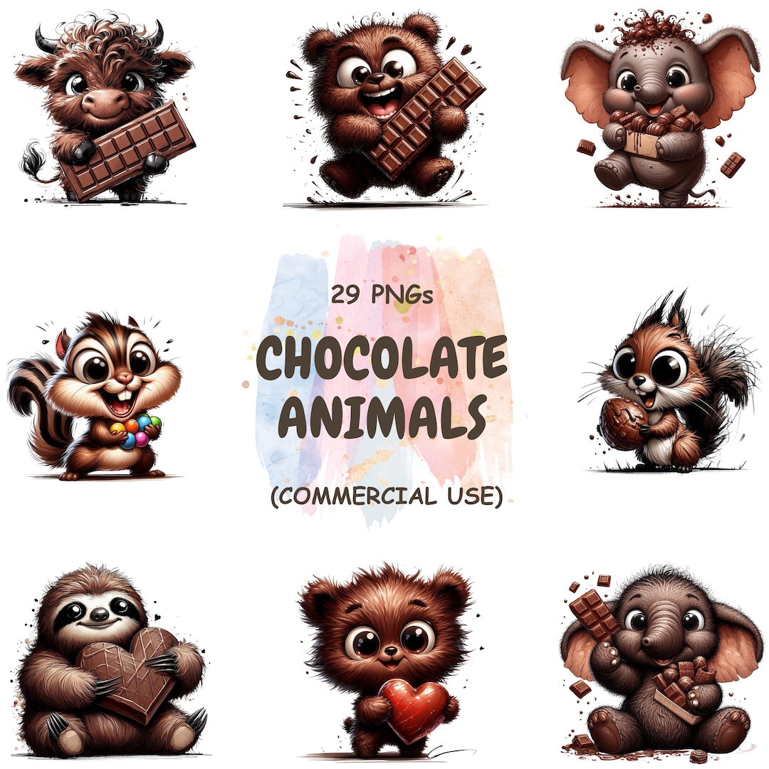 29 Chocolate Animals Clipart Bundle, Cute Chocolate Animal PNG ...
