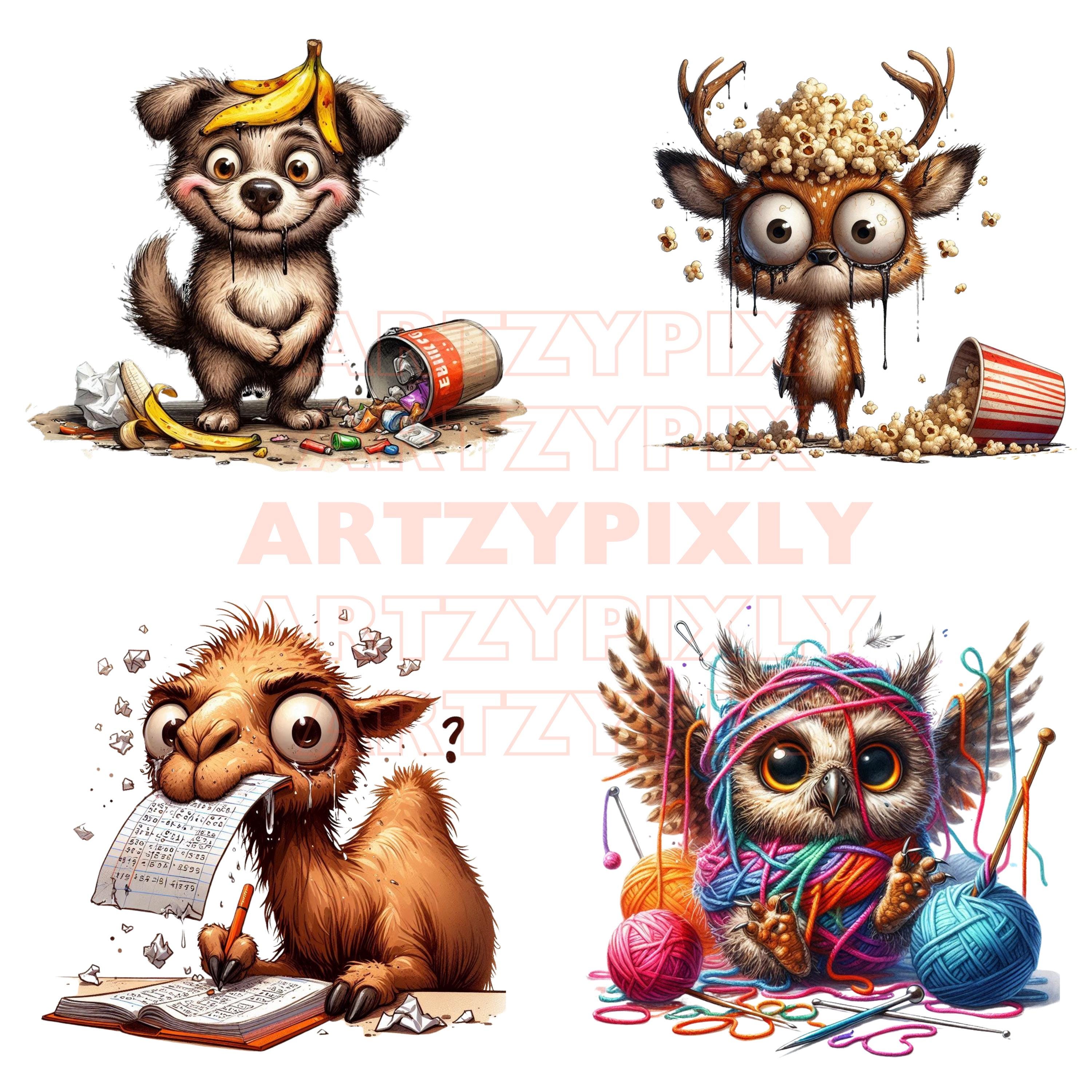 Guilty Animals Clipart: Watercolor Cartoon Faces (digital Download ...