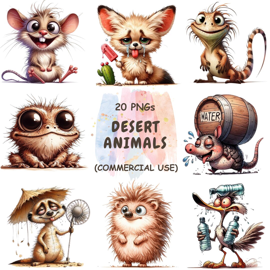 Watercolor Desert Animals Clipart, Sahara Wildlife PNG (digital ...