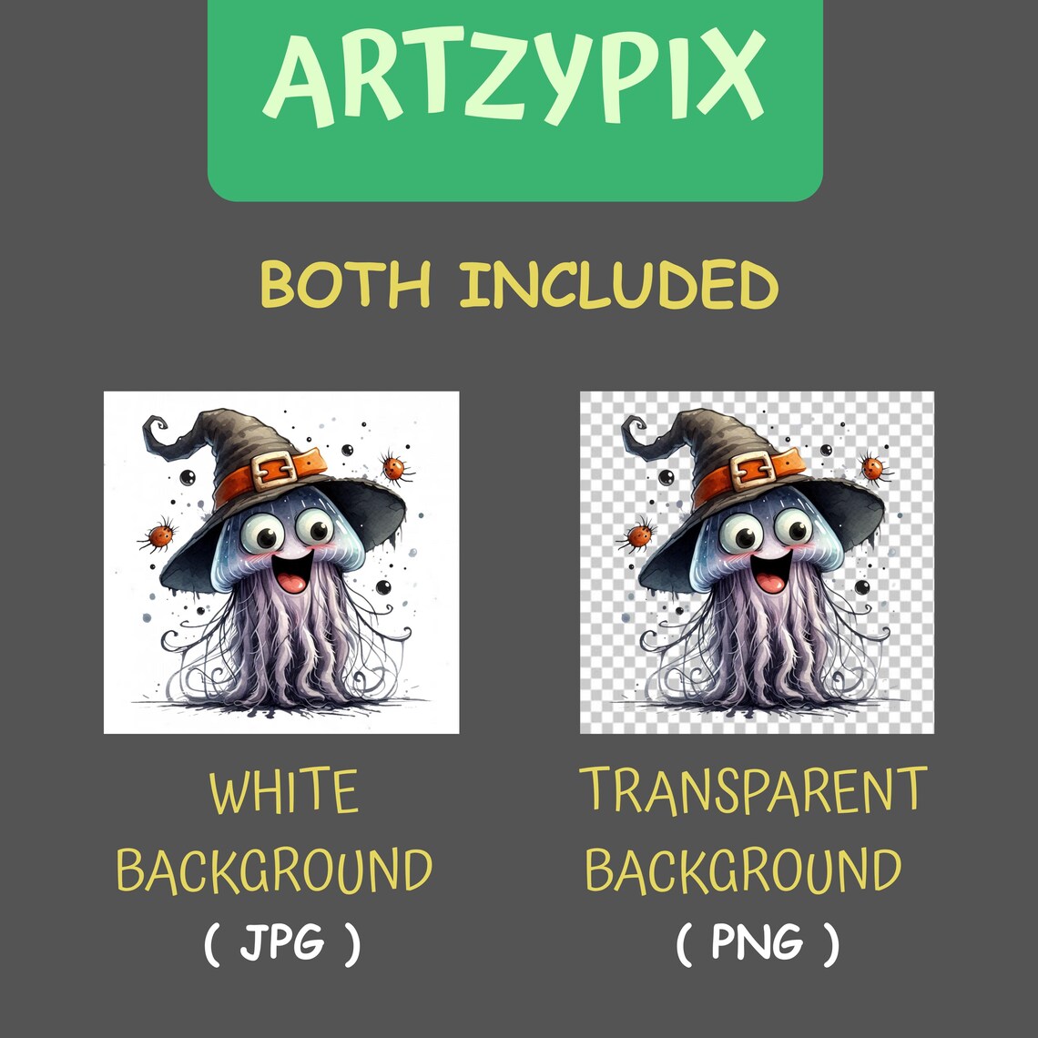 Halloween Sea Creature Clipart: Spooky Ocean Animals PNG (digital ...